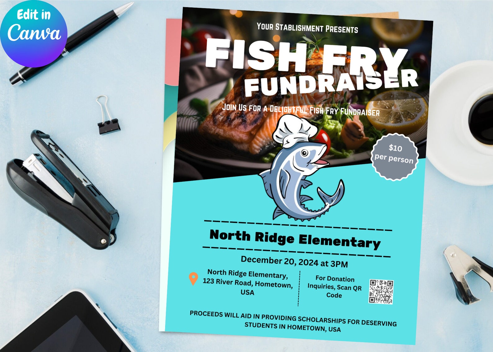 Printable Fish Fry Flyer, Fish Fry Template, Fish Fry Poster, Fish Fry ...