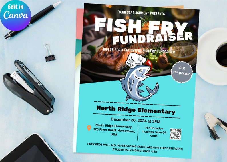 Printable Fish Fry Flyer, Fish Fry Template, Fish Fry Poster, Fish Fry ...