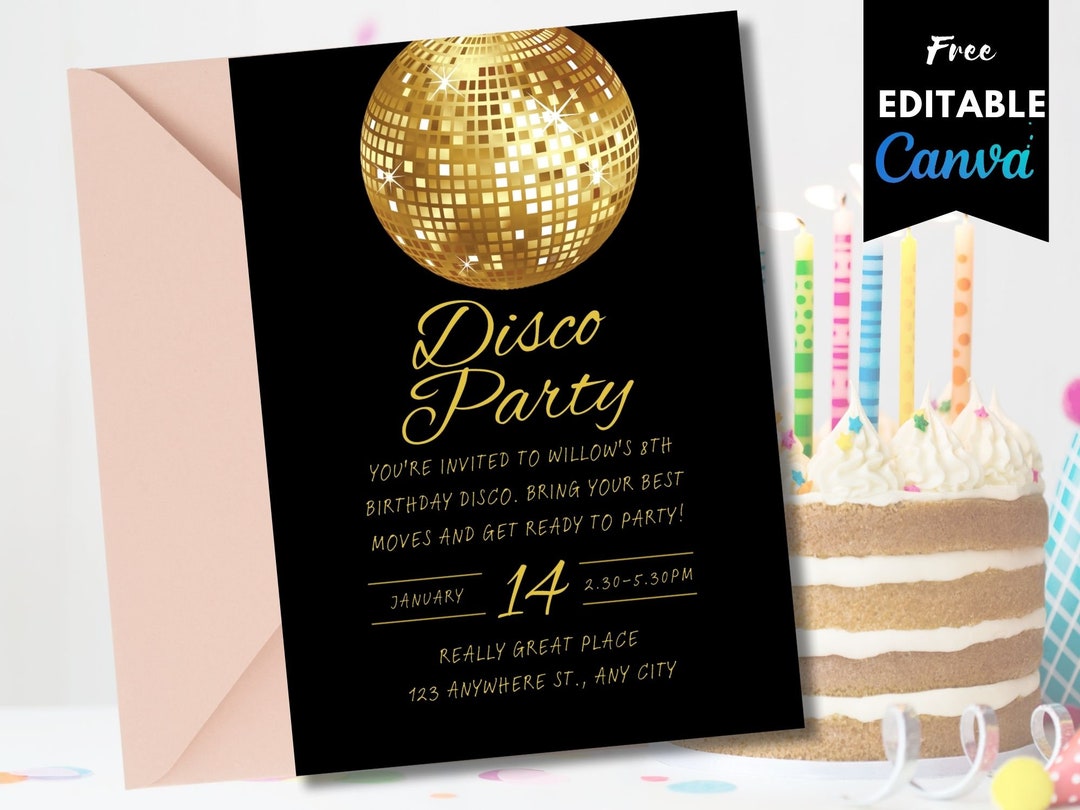 Editable Disco Party Birthday Invitation, Gender Neutral Invites, Dance ...