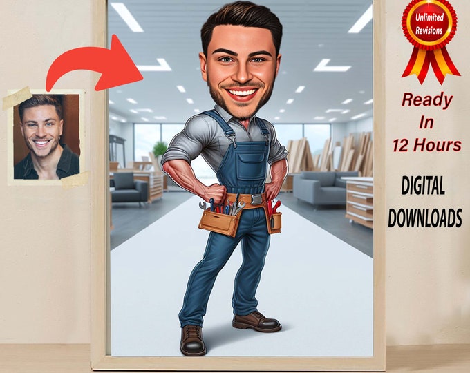 Carpenter Caricature Portrait Caricature Drawing From Photo Wooden ...