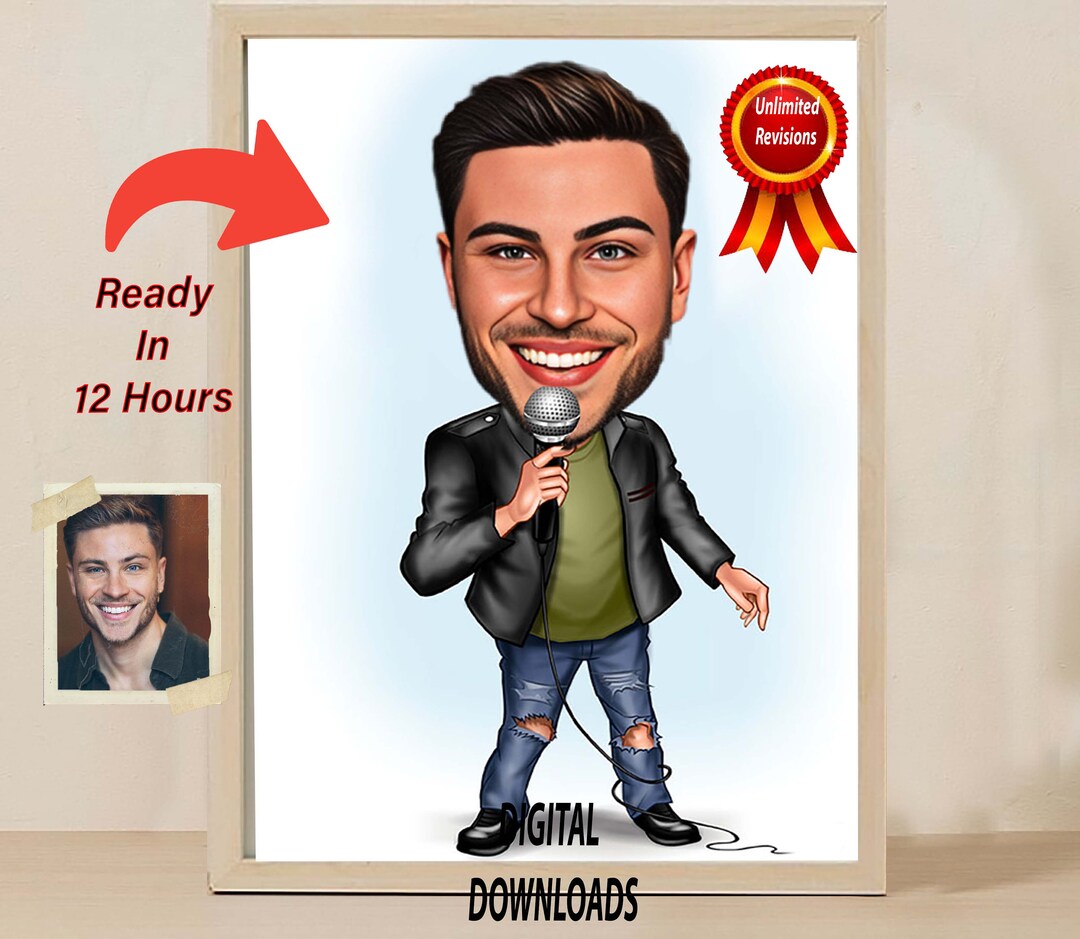 SINGER CARICATURE Portrait Custom MUSICIAN Caricature Drawing From ...