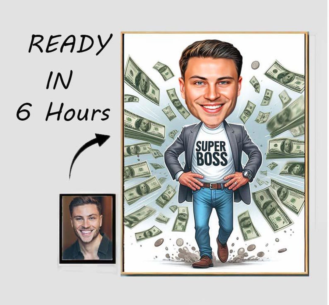 Custom Boss Caricature | Funny Male Boss Portrait | Personalized ...