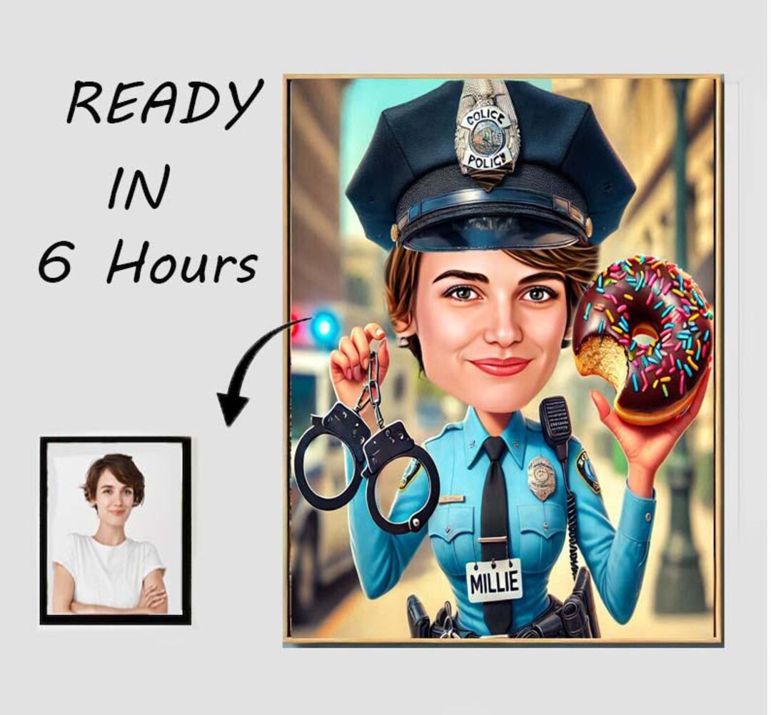 Personalised Police Officer Cartoon Portrait, Custom Cop Caricature ...