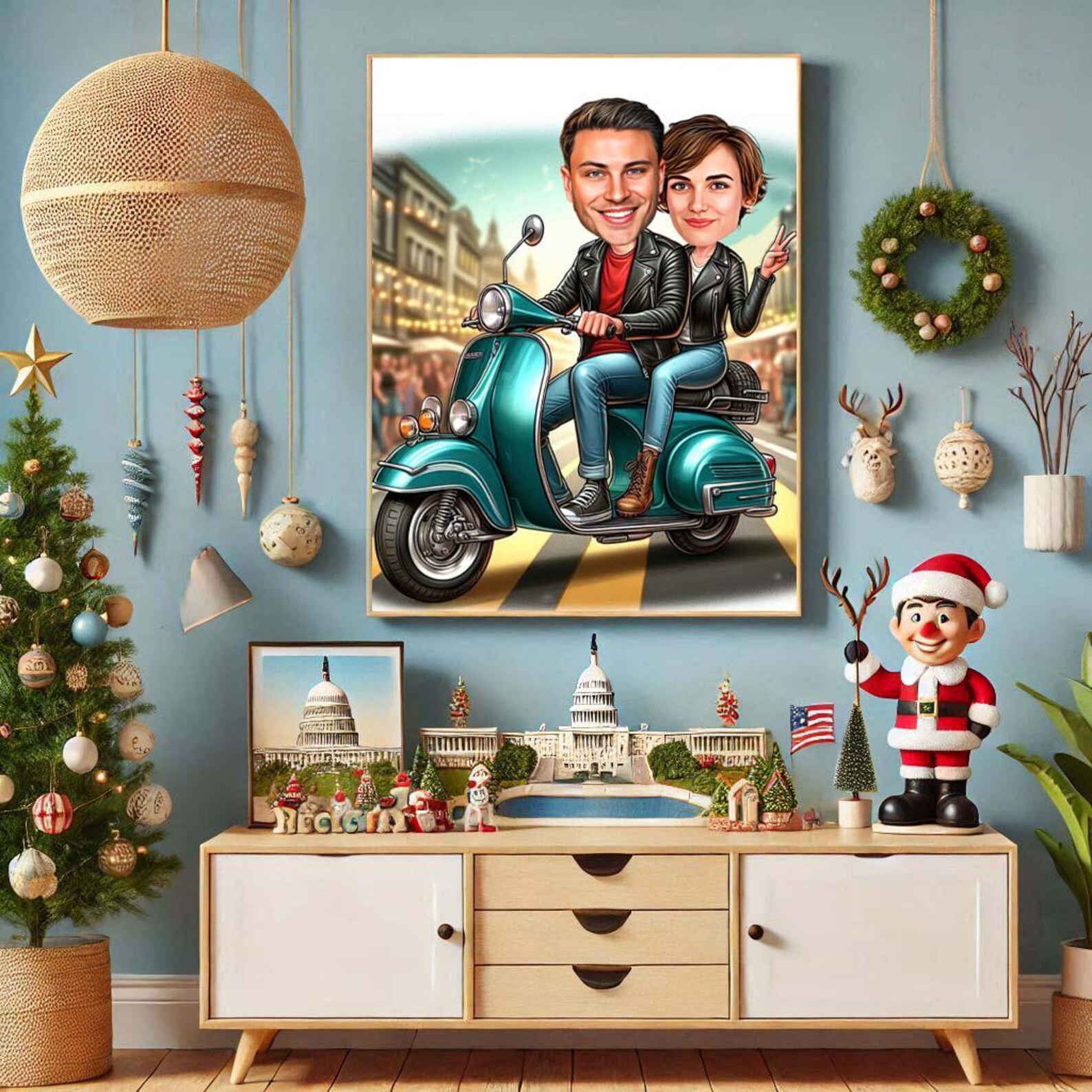 Custom Scooter Couple Portrait | Custom Vespa Caricature | Vespa ...
