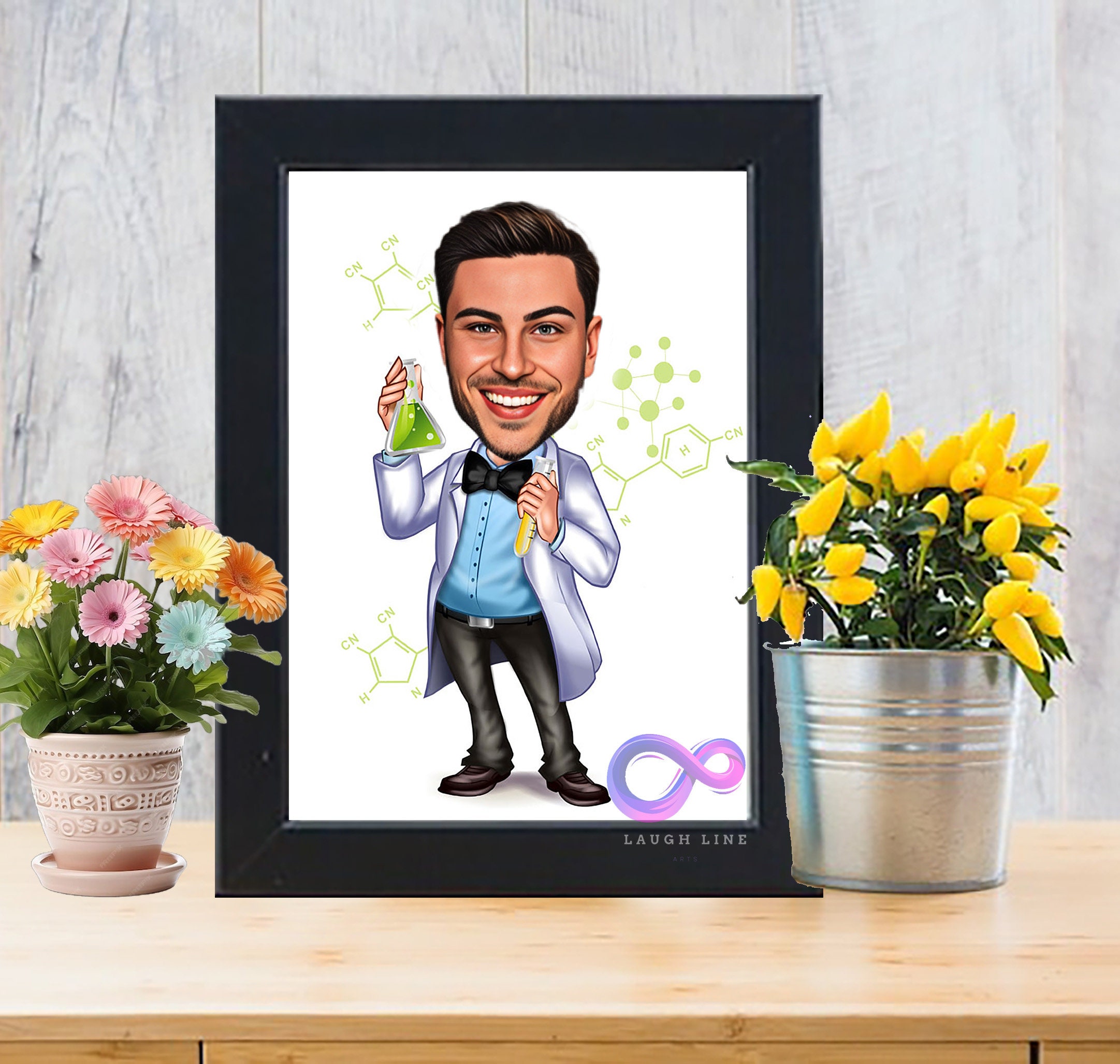 Custom Chemist Lab Scientist Caricature Custom Lab Tech Cartoon ...