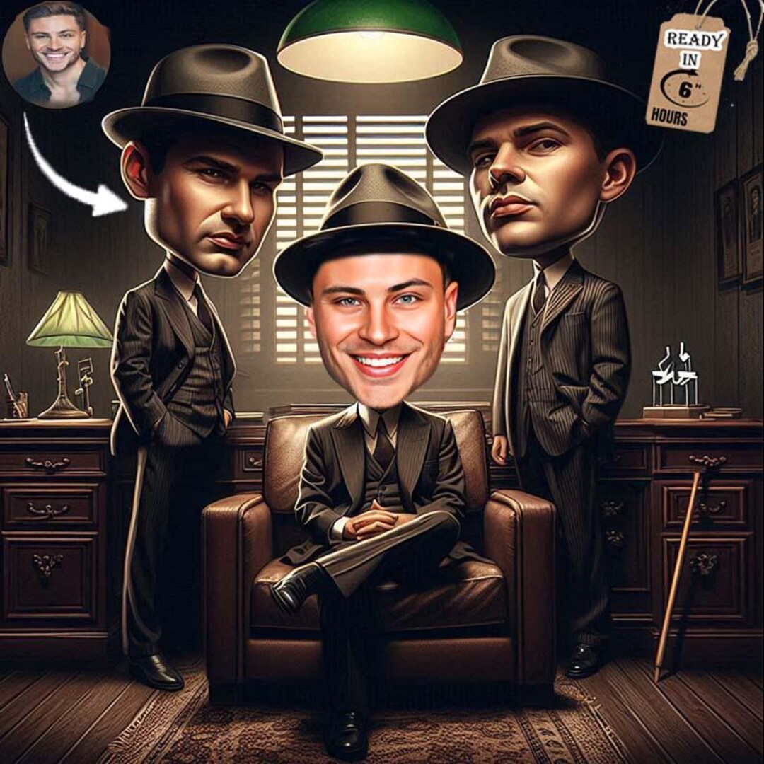 Personalized Godfather Caricature: Unique Cartoon Portrait (digital) - Etsy