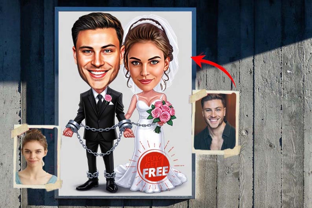 COUPLE Wedding Caricature Cartoon Portrait Couple Wedding Caricature ...