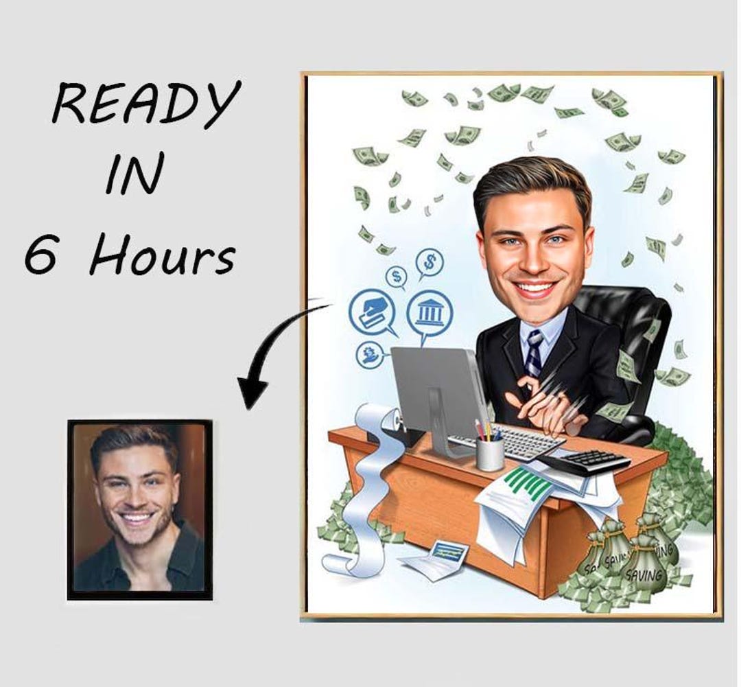 Custom Boss Caricature From Photo, Boss Gift for Men, Boss Cartoon ...