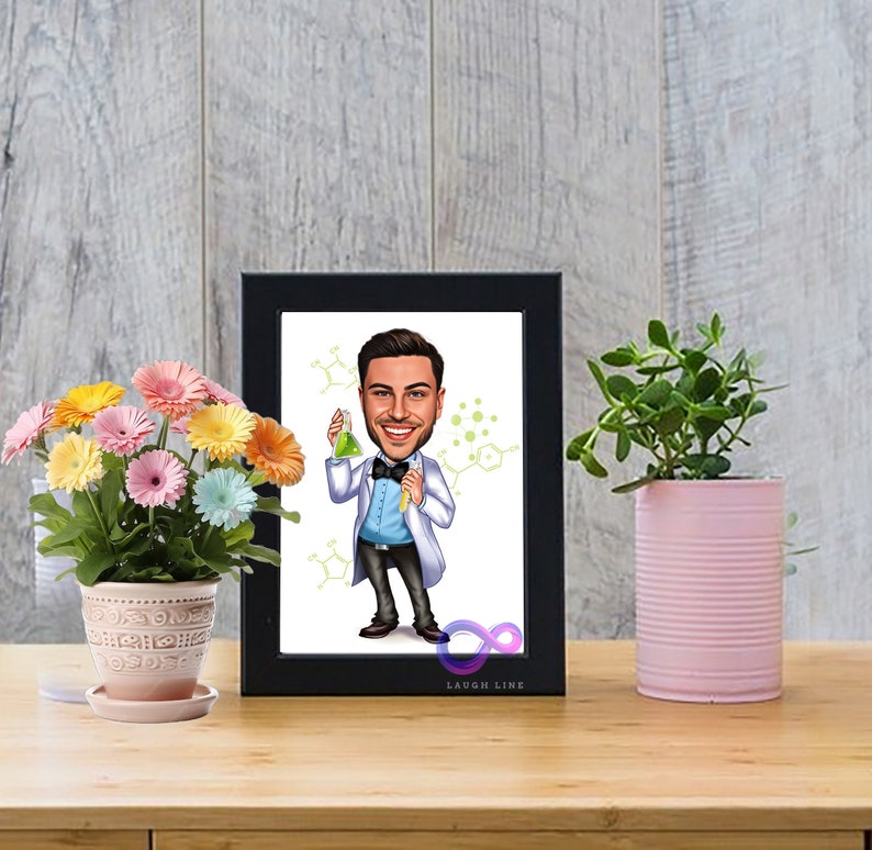 Custom Chemist Lab Scientist Caricature Custom Lab Tech Cartoon ...
