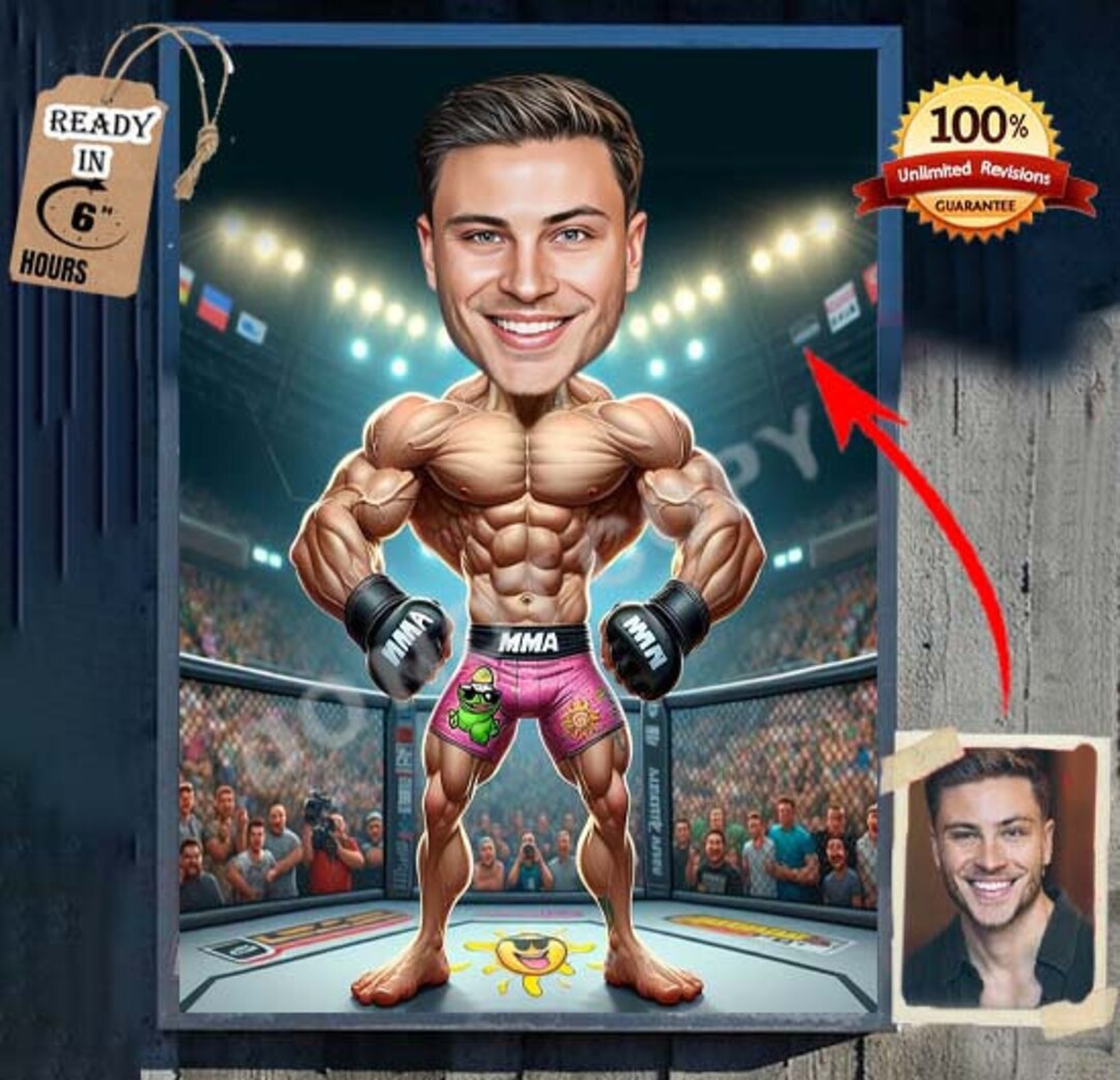 MMA Caricature Custom MMA Elite Fighter Cartoon Portrait,funny ...