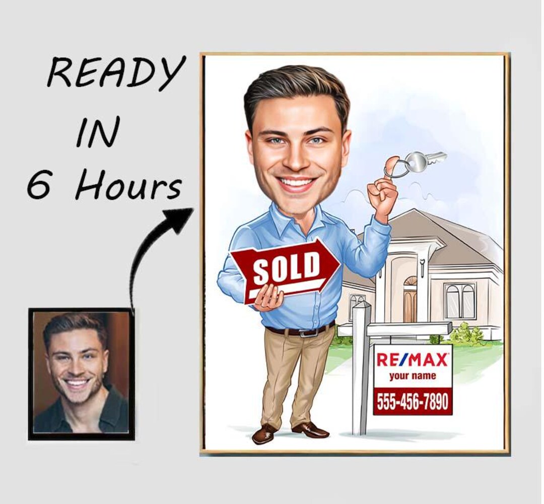 Custom Real Estate Cartoon Portrait, Real Estate Agent Caricature ...