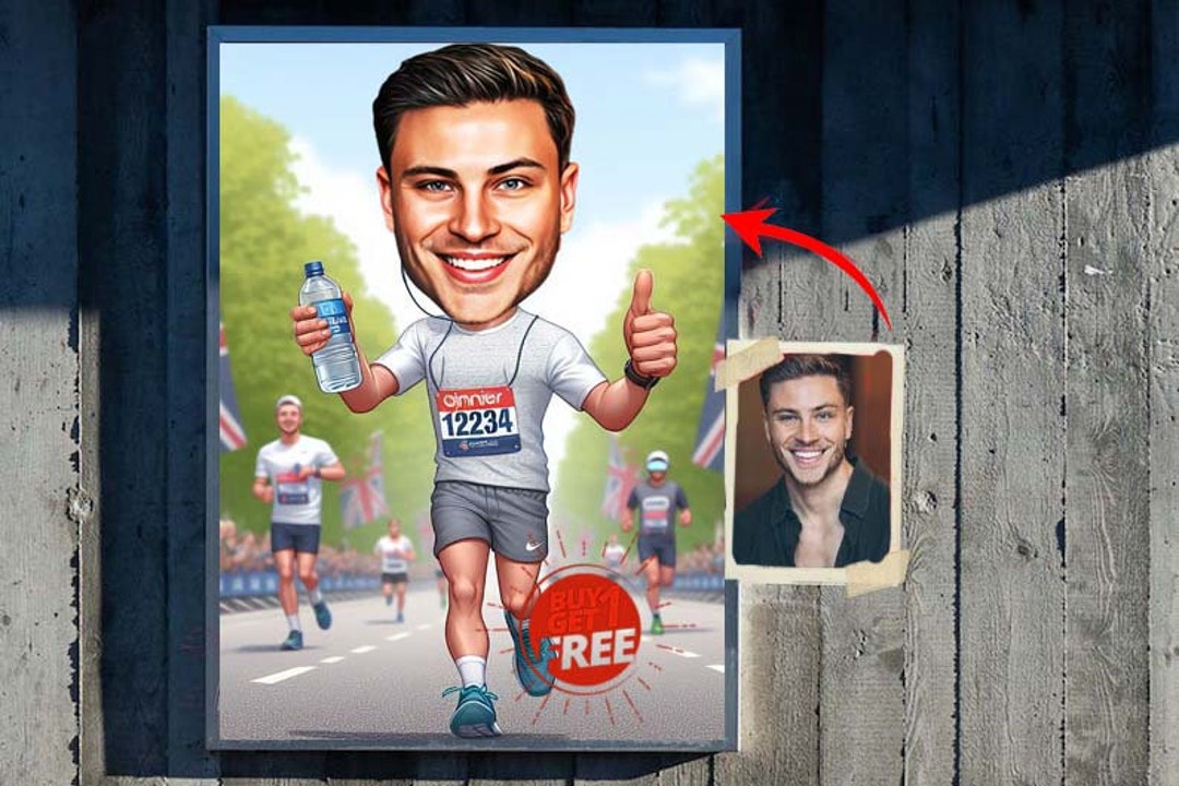 RUNNER CARTOON CARICATURE Custom Marathon Runner Caricature Drawing ...