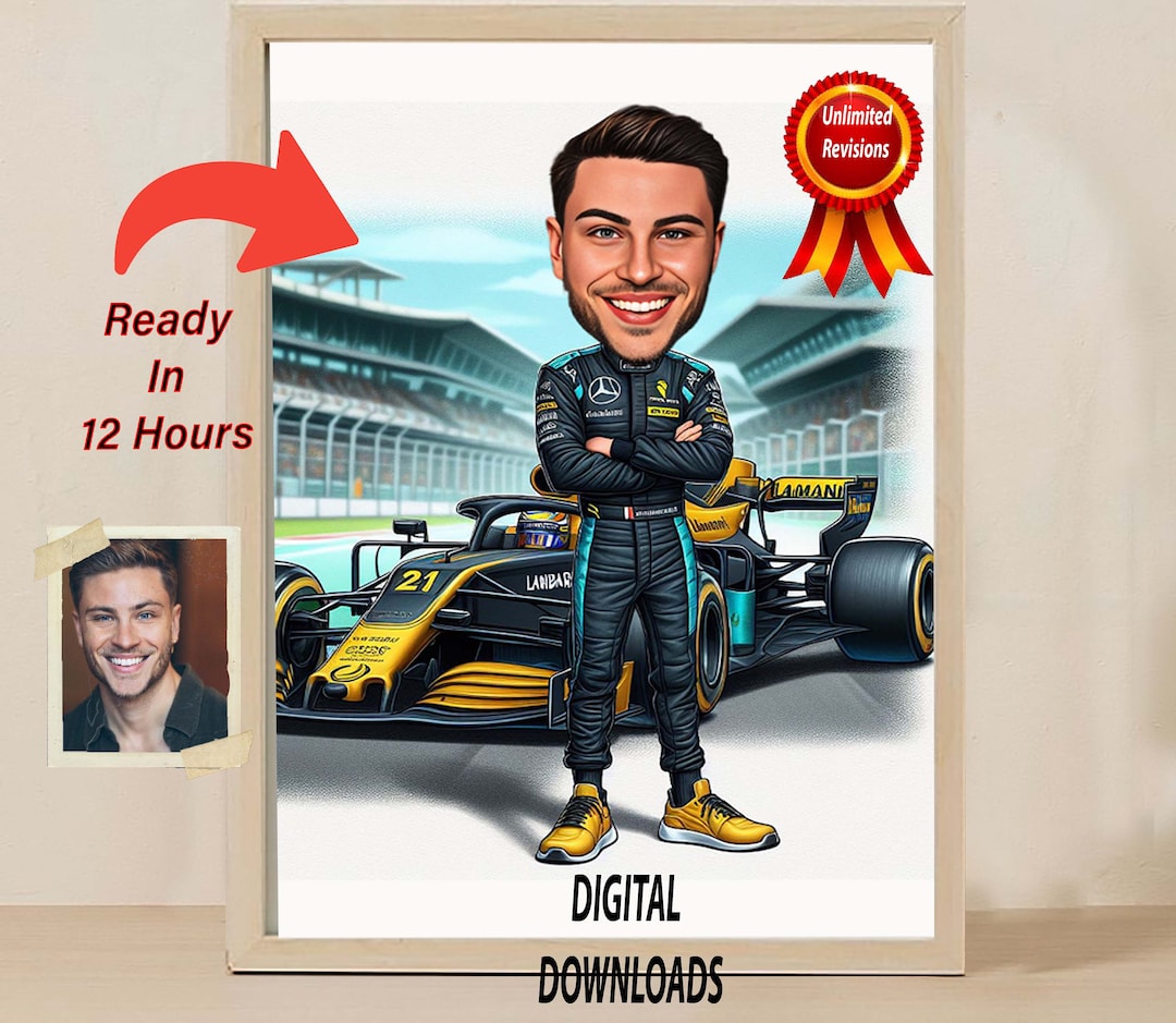 Lamborghini F1 Racing Caricature Racing Bomber F1 Cartoon Drawing From ...