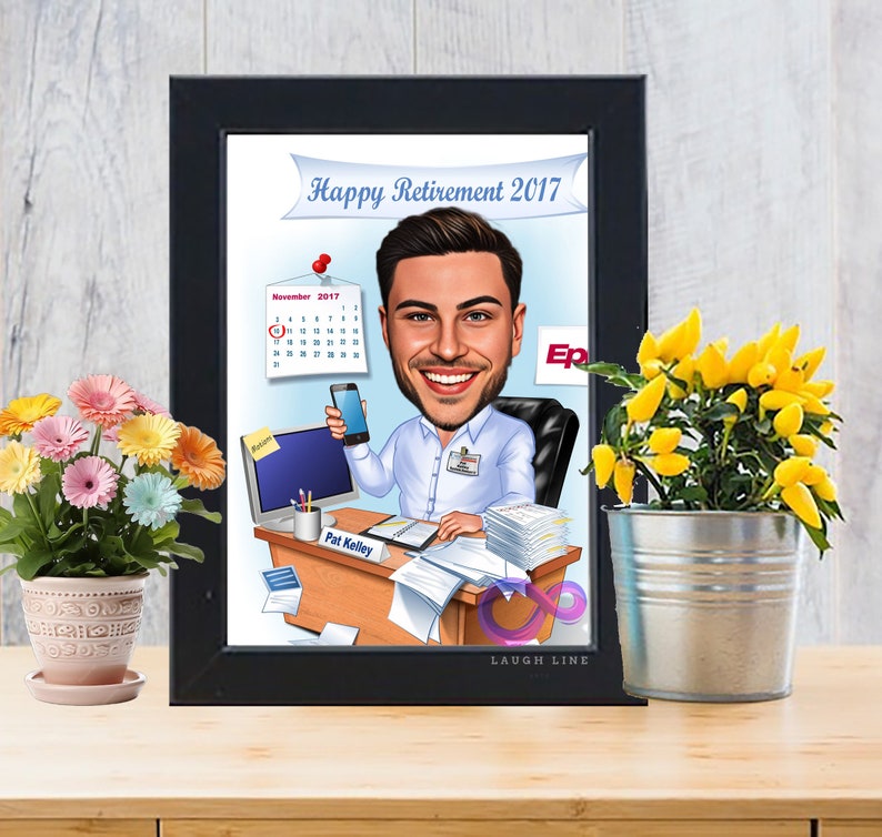 Retirement Caricature Portrait From Photo, Custom Digital Gift - Etsy