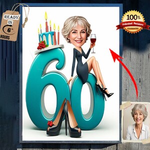 New Personalized 60th Birthday Caricature From Photos Happy Birthday ...