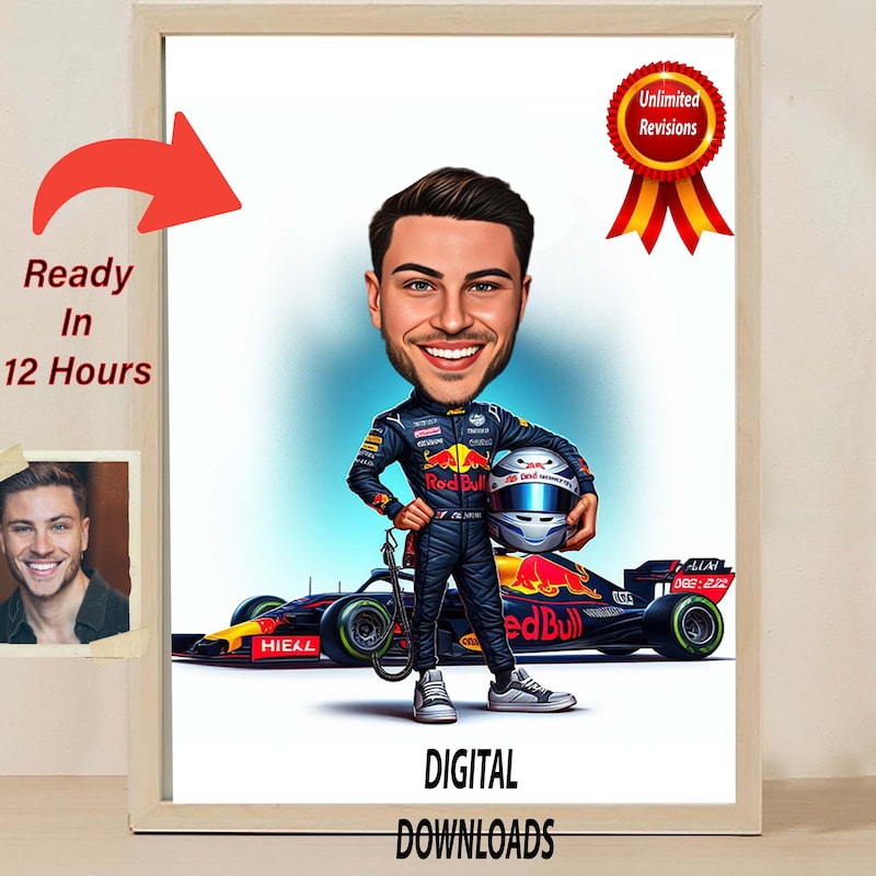 F1 Car Custom Caricature - Etsy