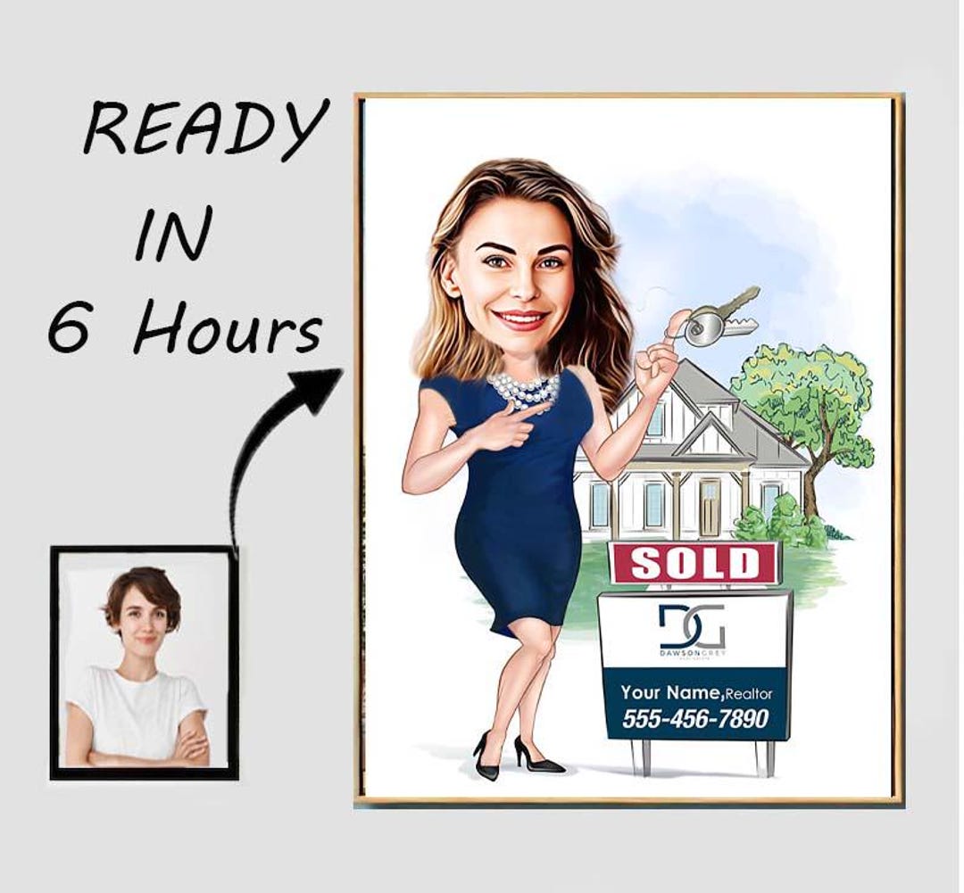 Realtor Gift for Women, Custom Realtor Caricature From Photo, Funny ...