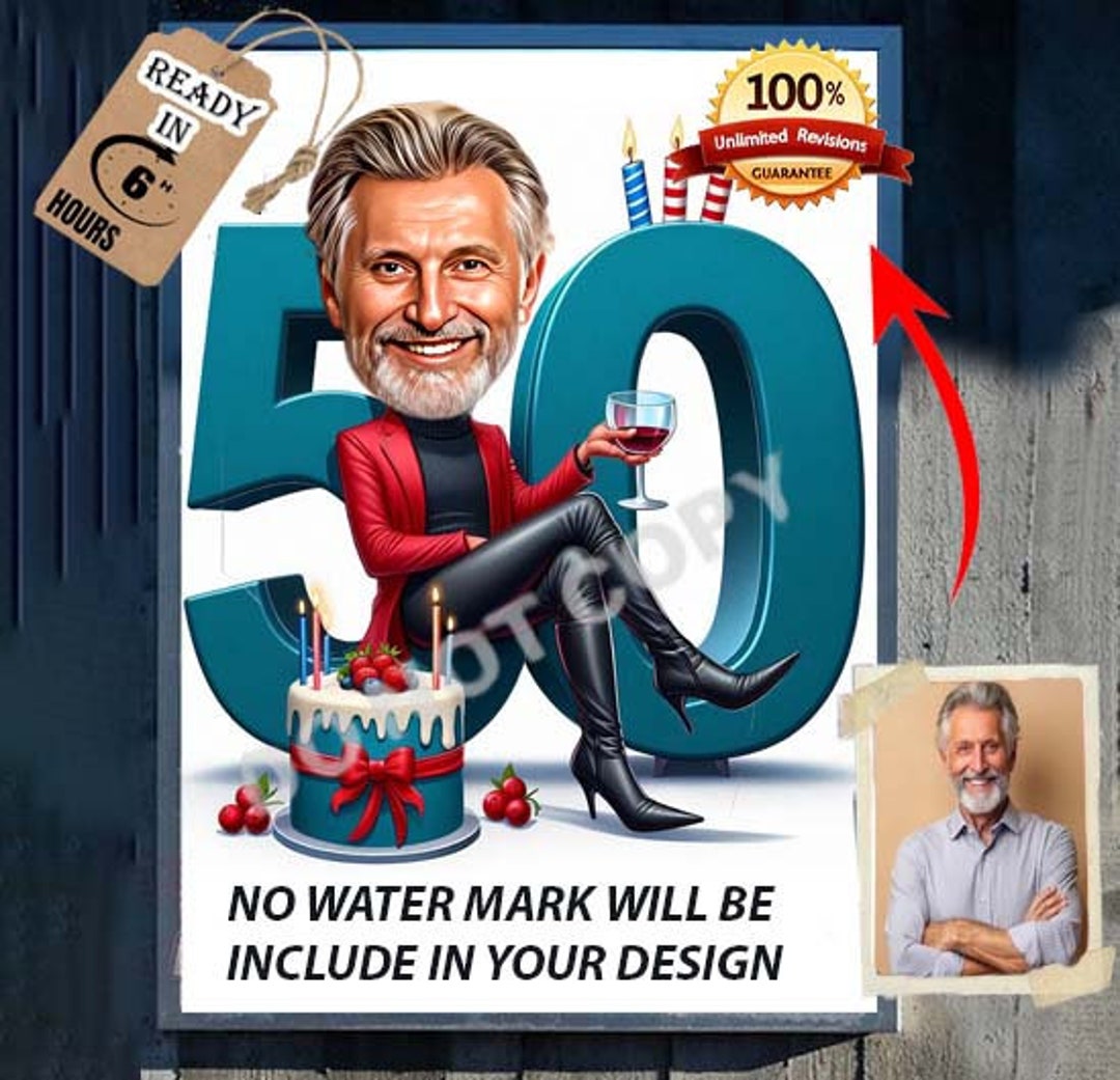 50th Birthday Caricature Female Cartoon Birthday Caricature Birthday ...