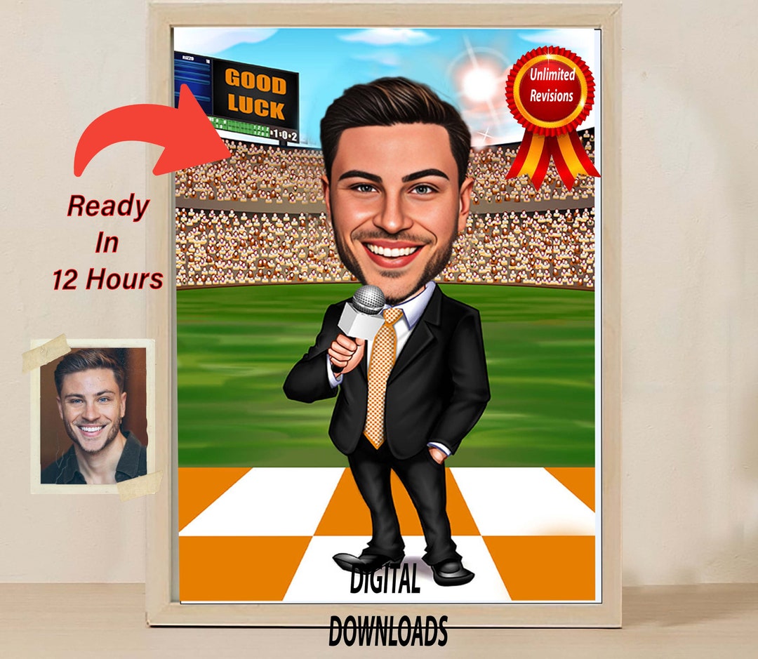 Personalized Anchor Caricature Custom Sports Caster Cartoon Portrait ...