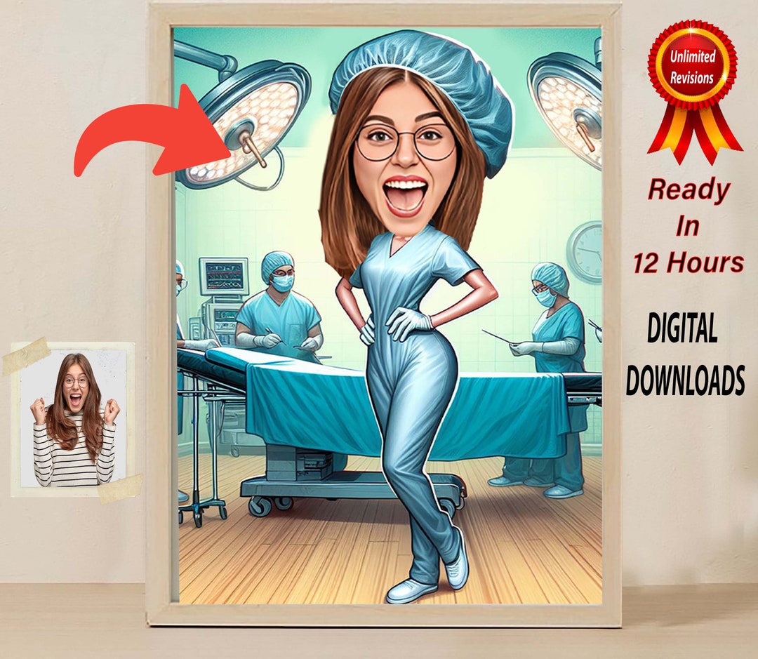 Personalized Female Surgeon Doctor Caricature Custom Nurse Doctor Gifts ...