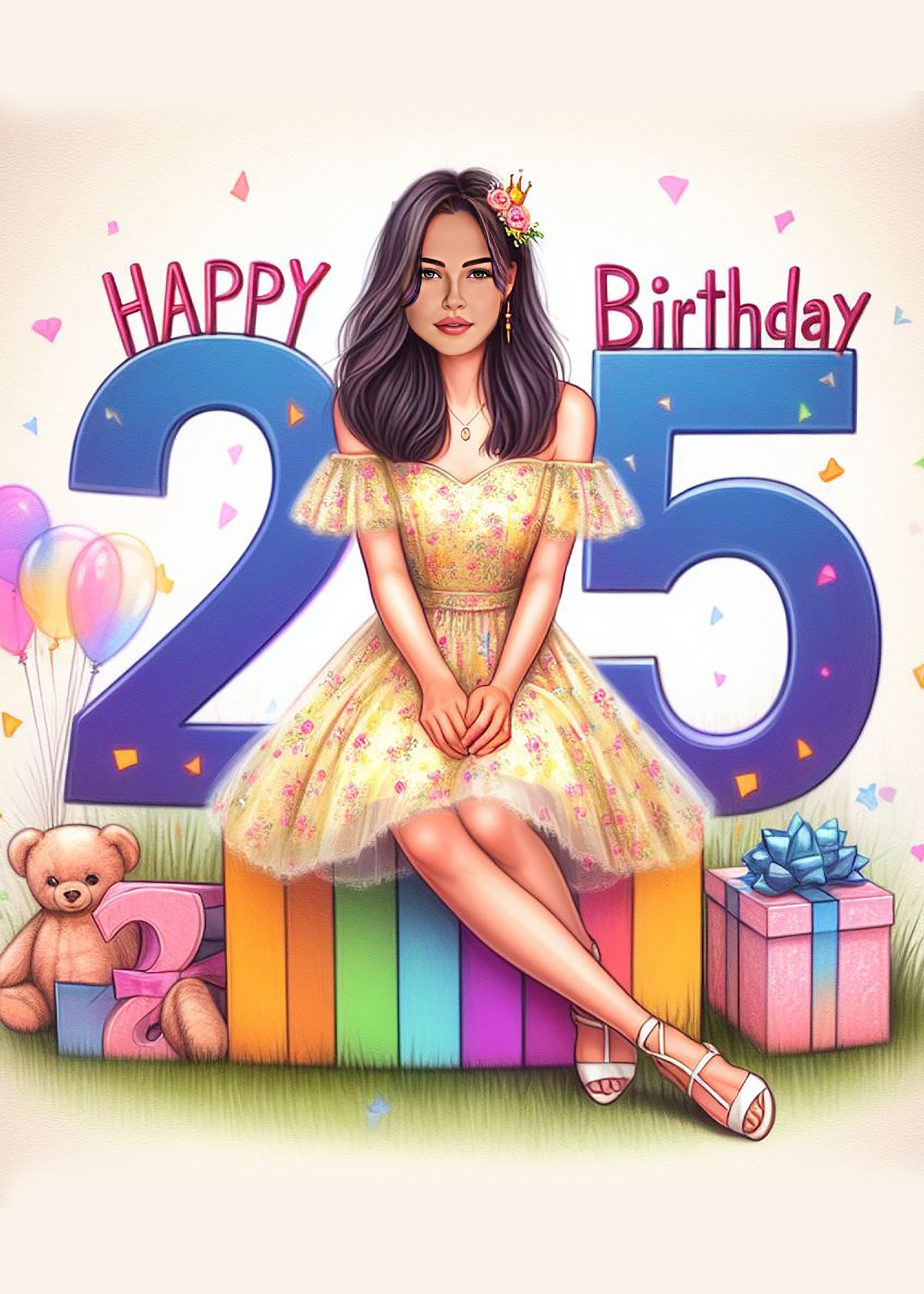 25th Birthday Caricature Cartoon Drawing From Photo Unique Wall Decor ...