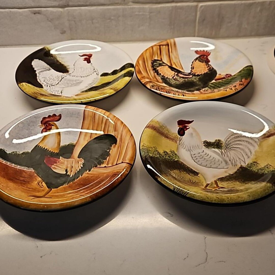 Chickens, Set of 4 Decorative Plates - Etsy