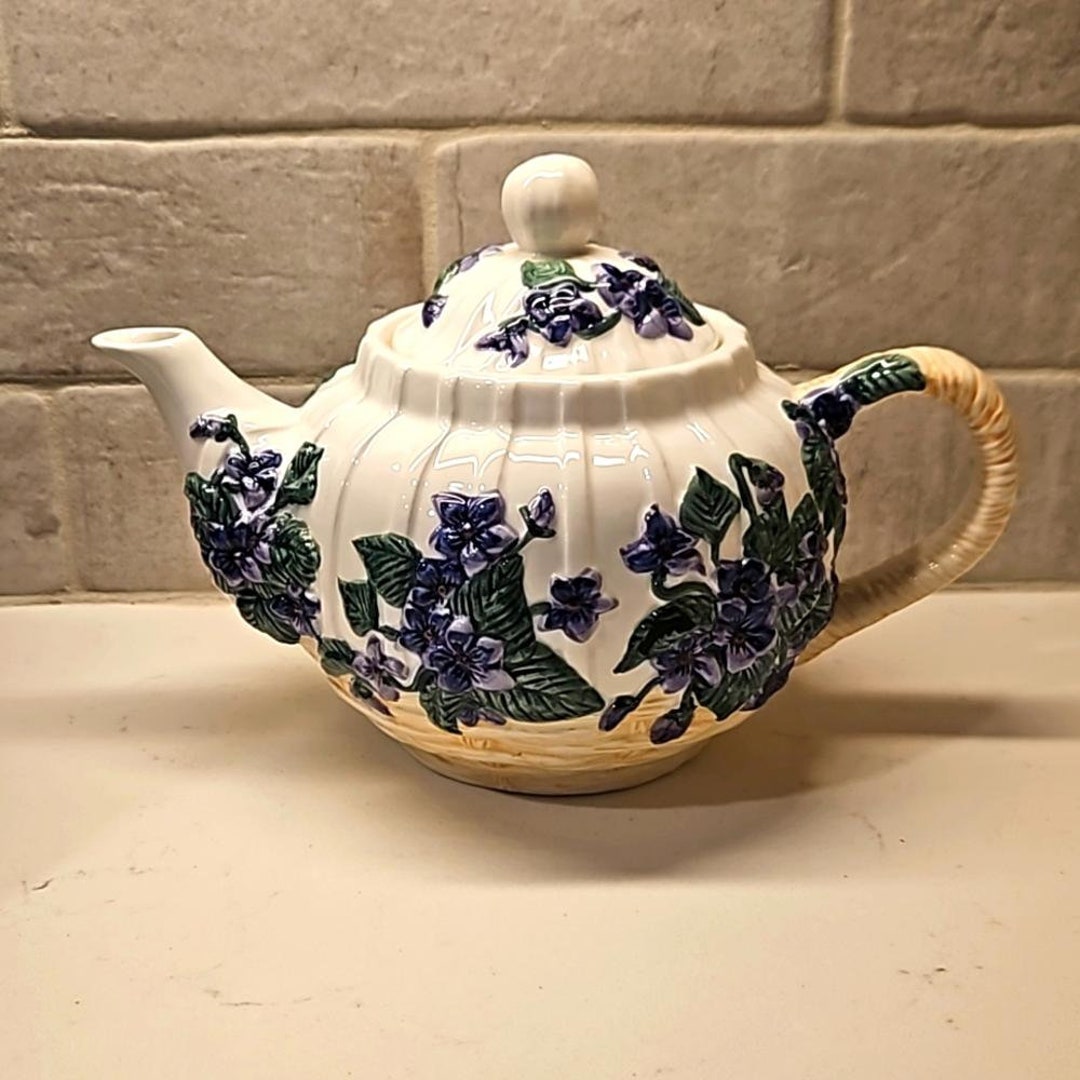Vintage Teapot, Violets - Etsy