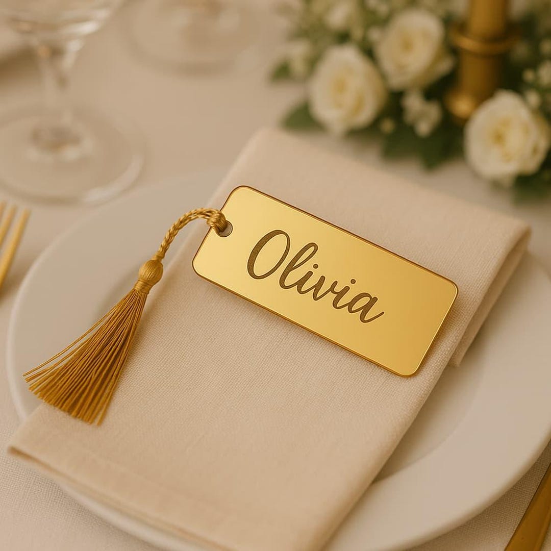 Personalized Wedding Name Tags – Gold or Silver Acrylic Place Cards ...