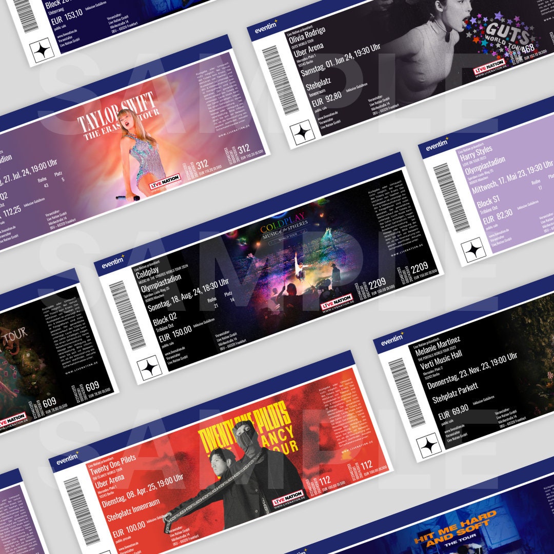 Custom Concert Ticket as a Souvenir for a Concert of Your Choice taylor ...