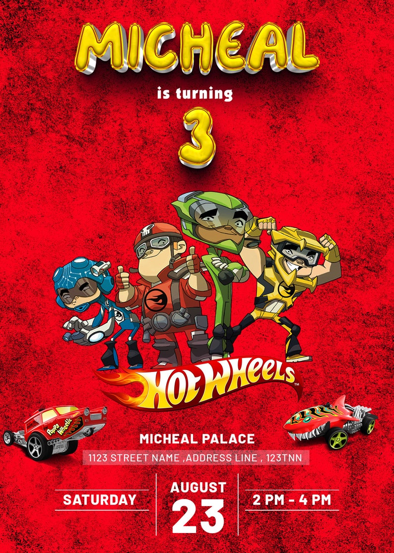 Editable Hot Wheels Birthday Invitation Digital Birthday Template ...