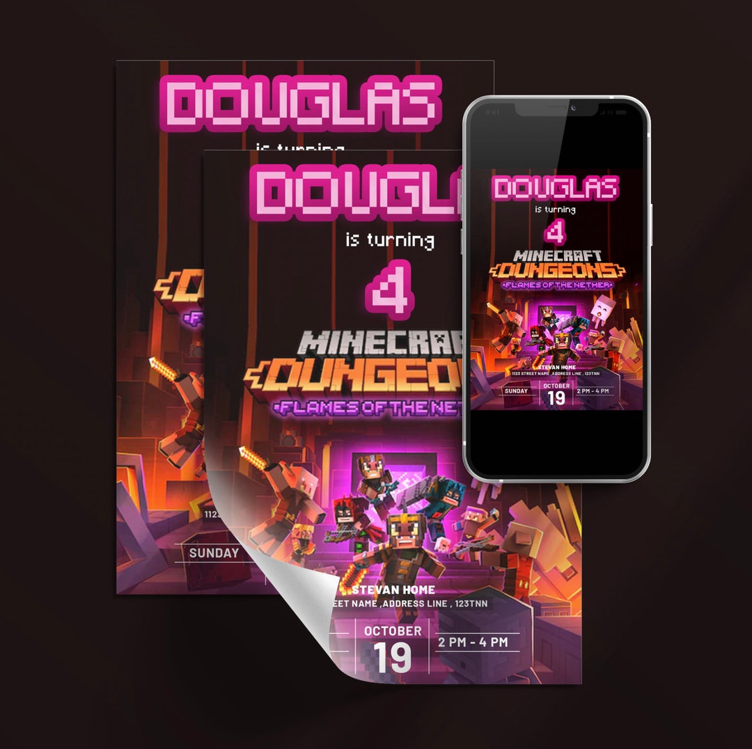 Editable Minecraft Birthday Invitation Digital Birthday Template ...