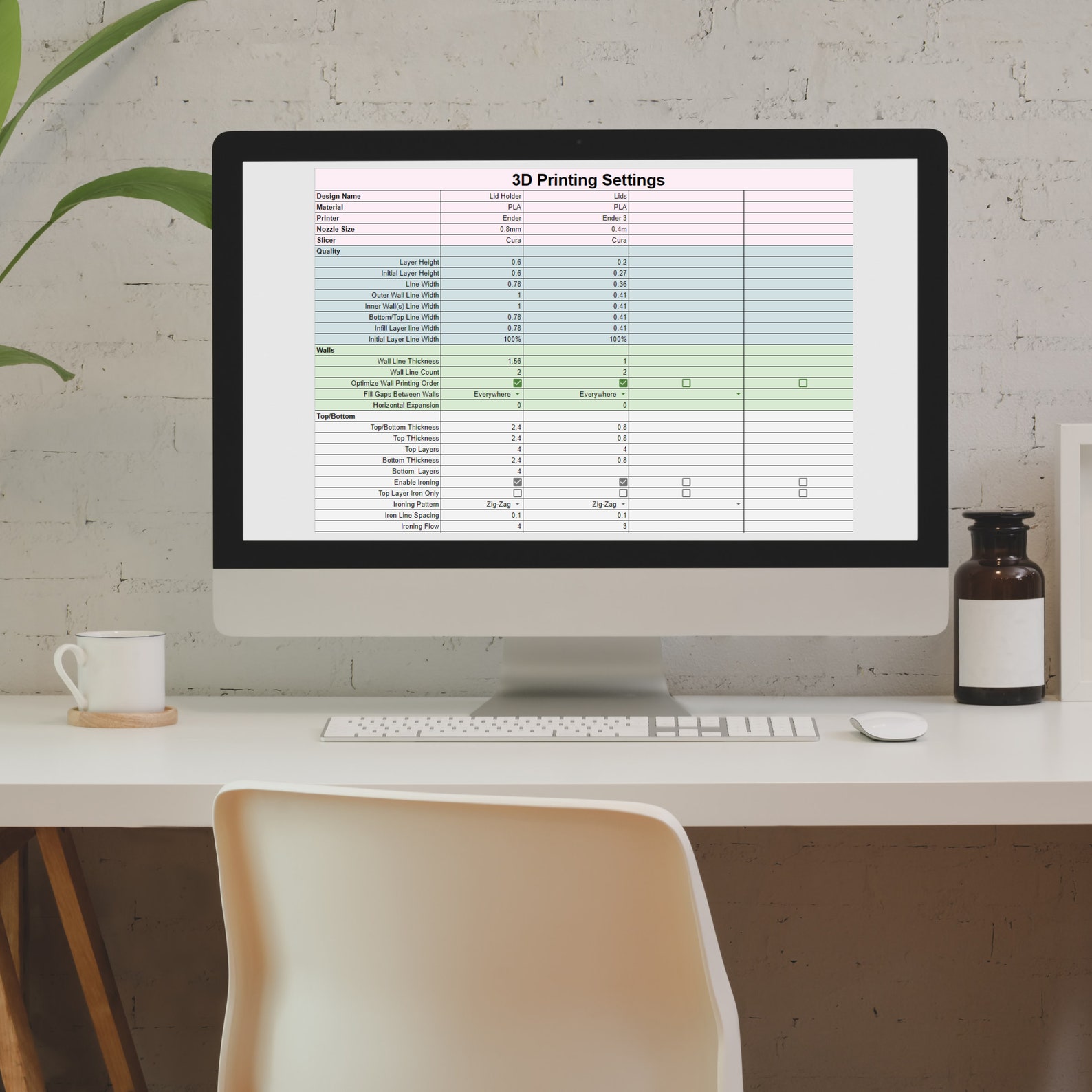3D Printer Setting Spreadsheet - Etsy