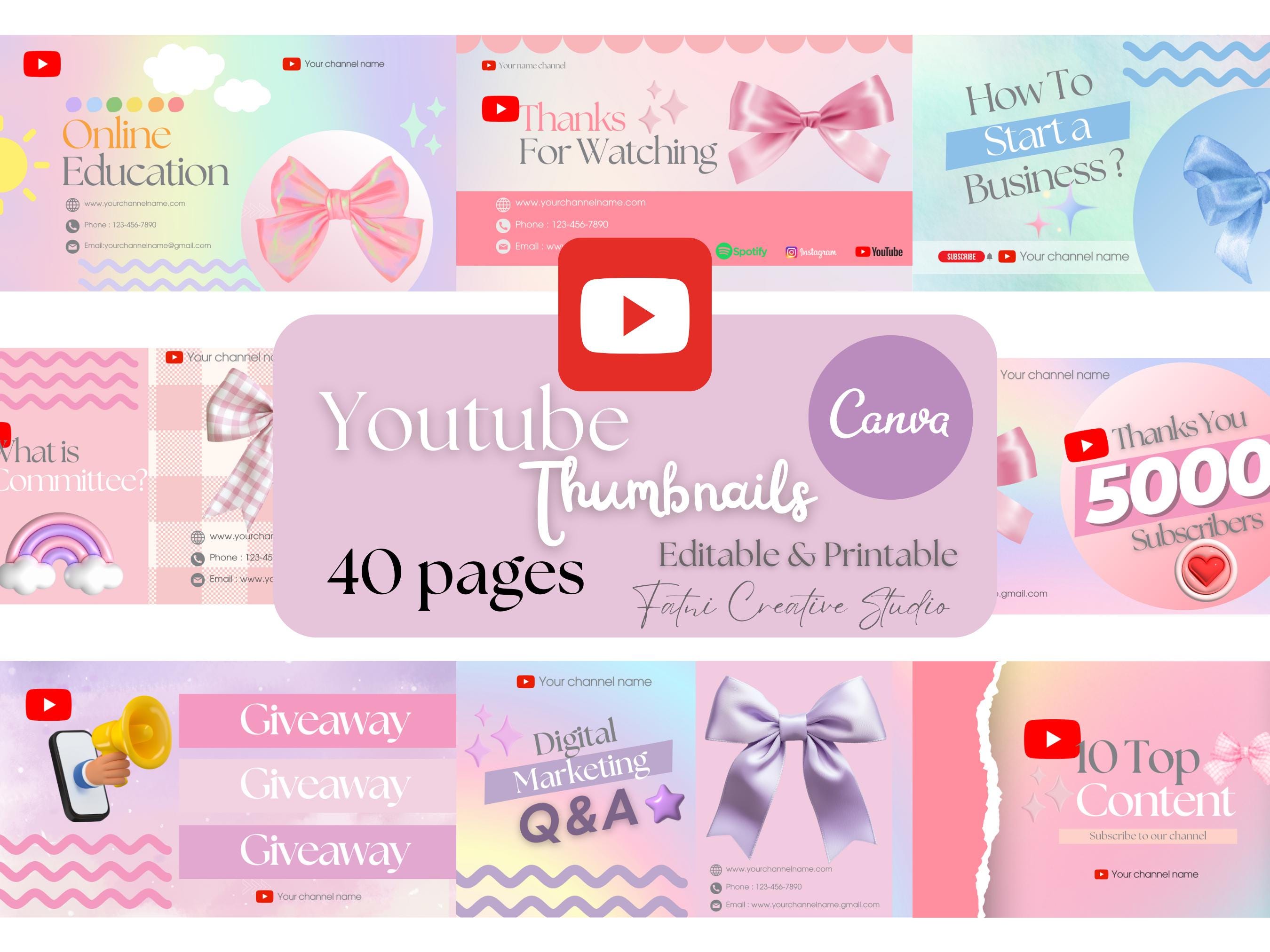 Youtube Thumbnails Template Ribbon Youtube Thumbnails DIY Branding Kit ...
