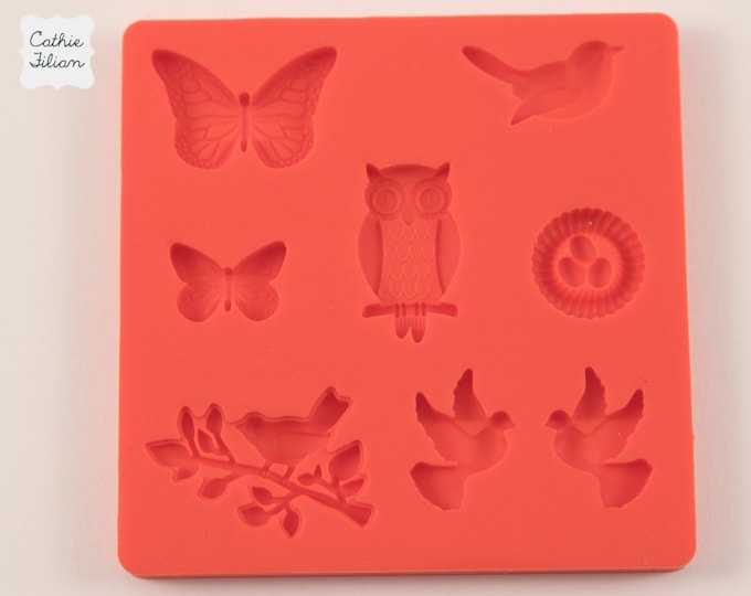 Nature Resin Mold, Owl, Bird, Nest, Doves, Butterfly, Silicone - 8 ...