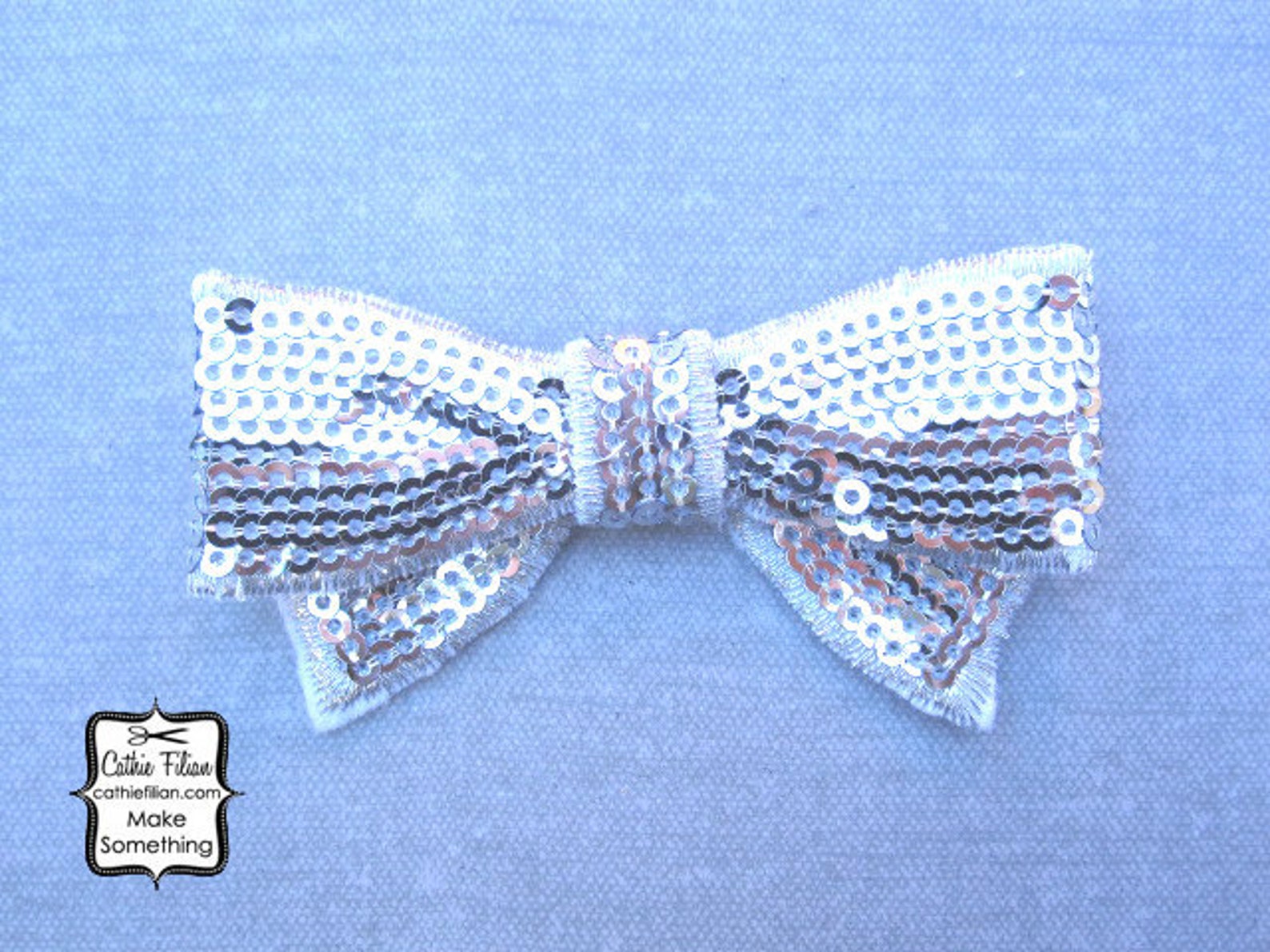 Silver Sequin Bow Applique Millinery Hair Bows - Etsy