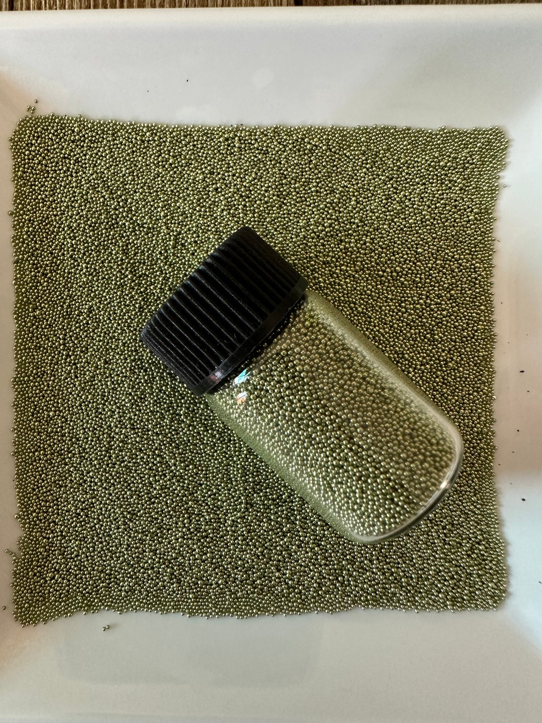 Sage Green Micro Bead Caviar Metallic Holeless, Nail Art, Fake Sugar ...