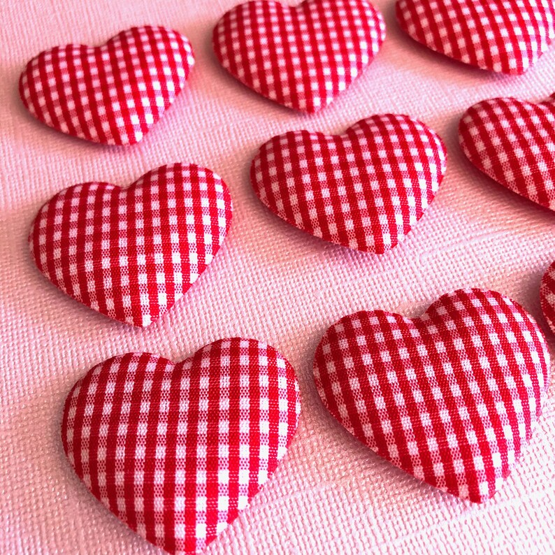 Heart Puffy Applique 12 PCS Red Checkered Sewing Trim - Etsy