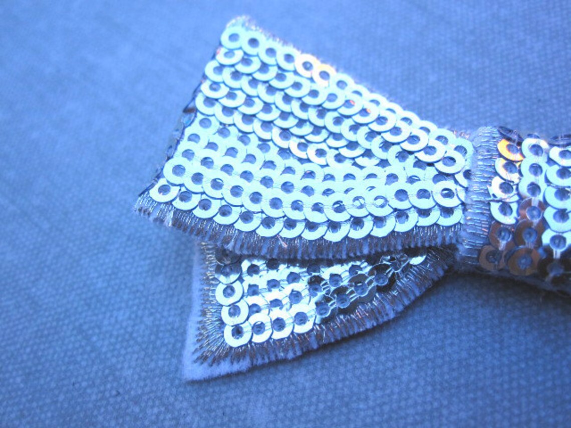 Silver Sequin Bow Applique Millinery Hair Bows - Etsy