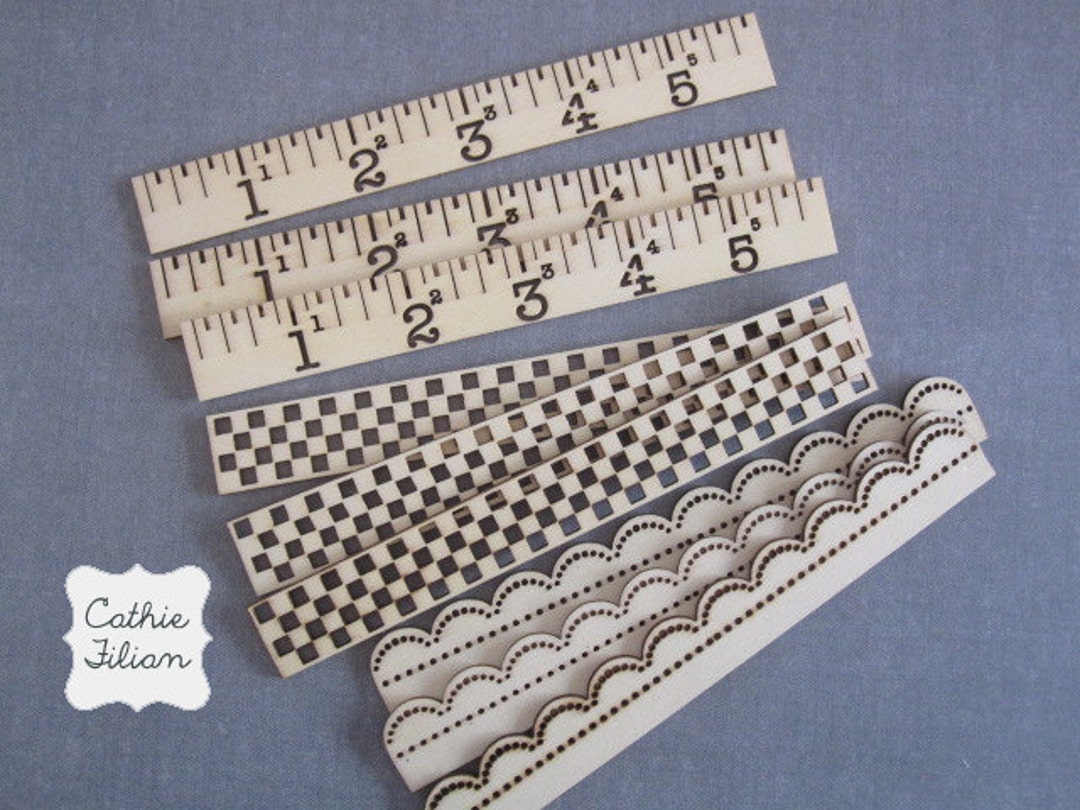 Unfinished Wood Ruler Borders 9 Pcs Scrapbooking Altered Art Vintage ...