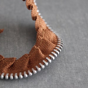 Brown Zipper Ribbon Gathered Trim Tape 1 Yard Zipper - Etsy