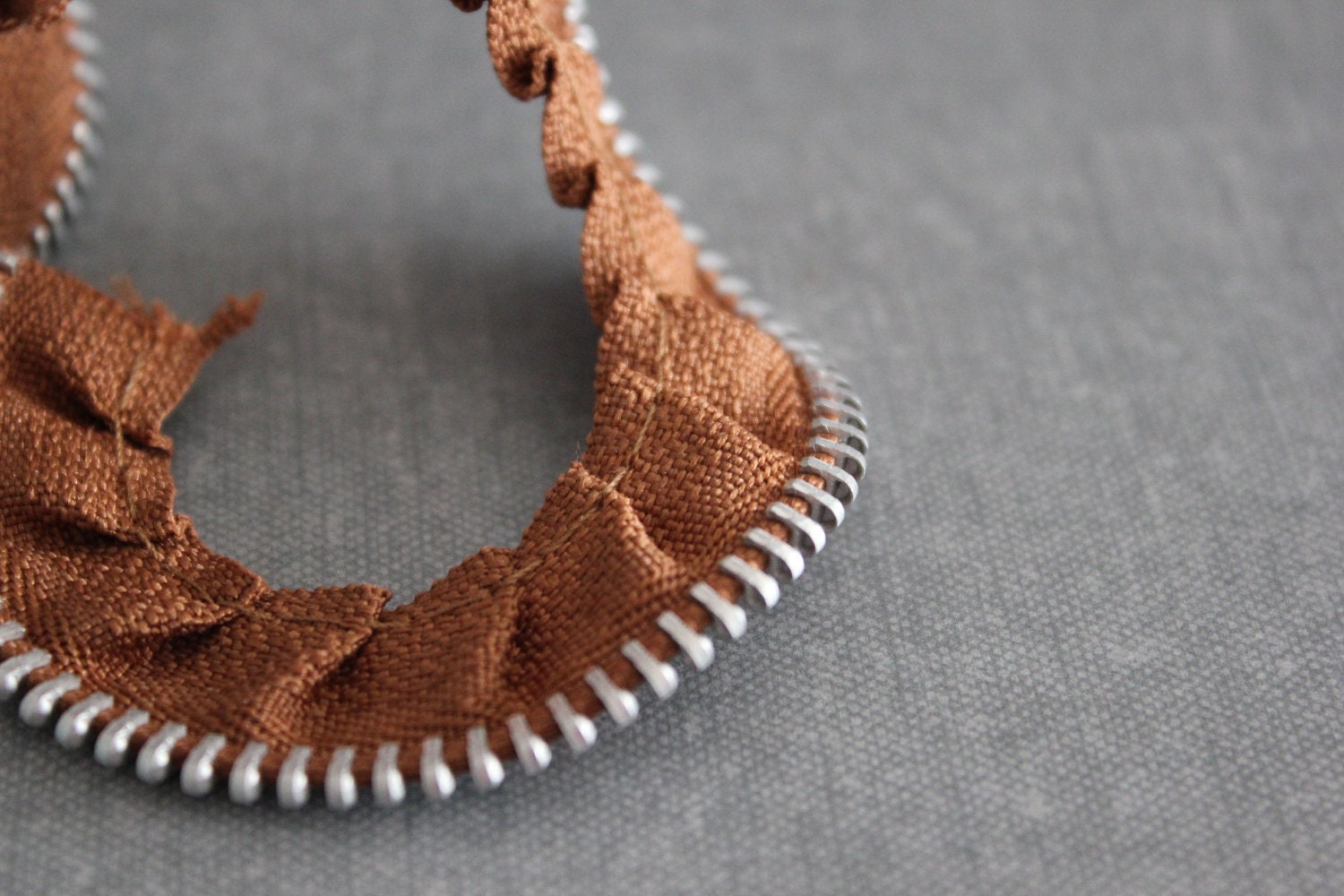 Brown Zipper Ribbon Gathered Trim Tape 1 Yard Zipper - Etsy