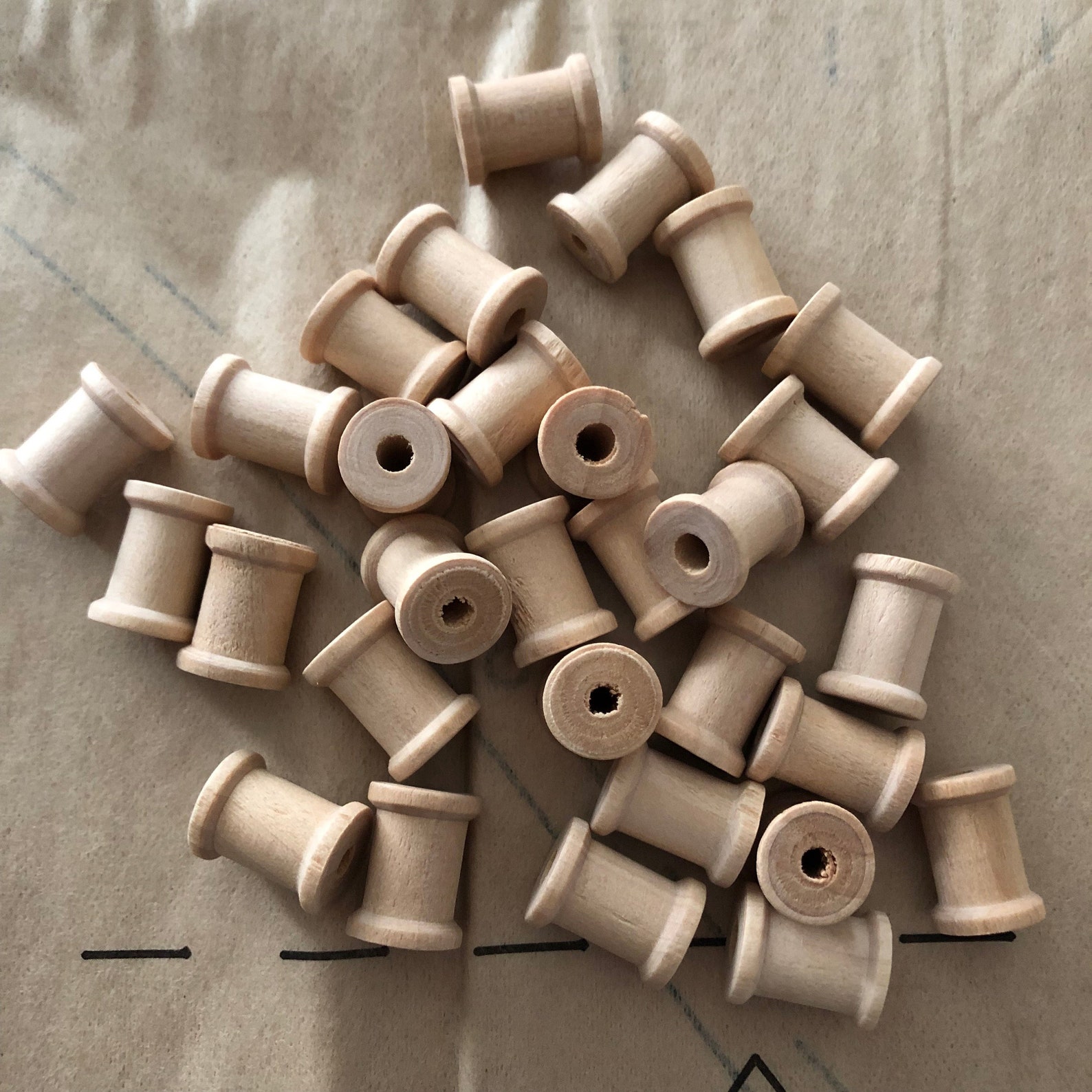 30 Mini Spools Natural Wood Wooden Scrapbooking | Etsy