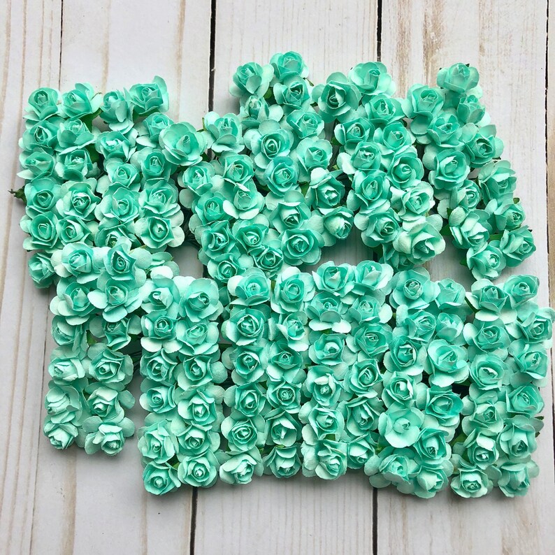 144 Mint Green Paper Roses Flowers Mini 14 mm 1/2 Bridal | Etsy