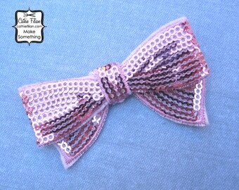 Silver Sequin Bow Applique Millinery Hair Bows | Etsy