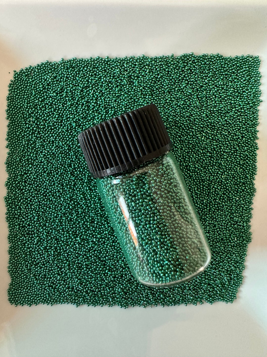 Emerald Green Micro Bead Caviar Metallic Holeless, Nail Art, Fake Sugar ...