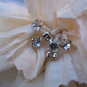 Ivory Silk Flower Fabric and Rhinestone Millinery, Hair Flower HAT Pin ...