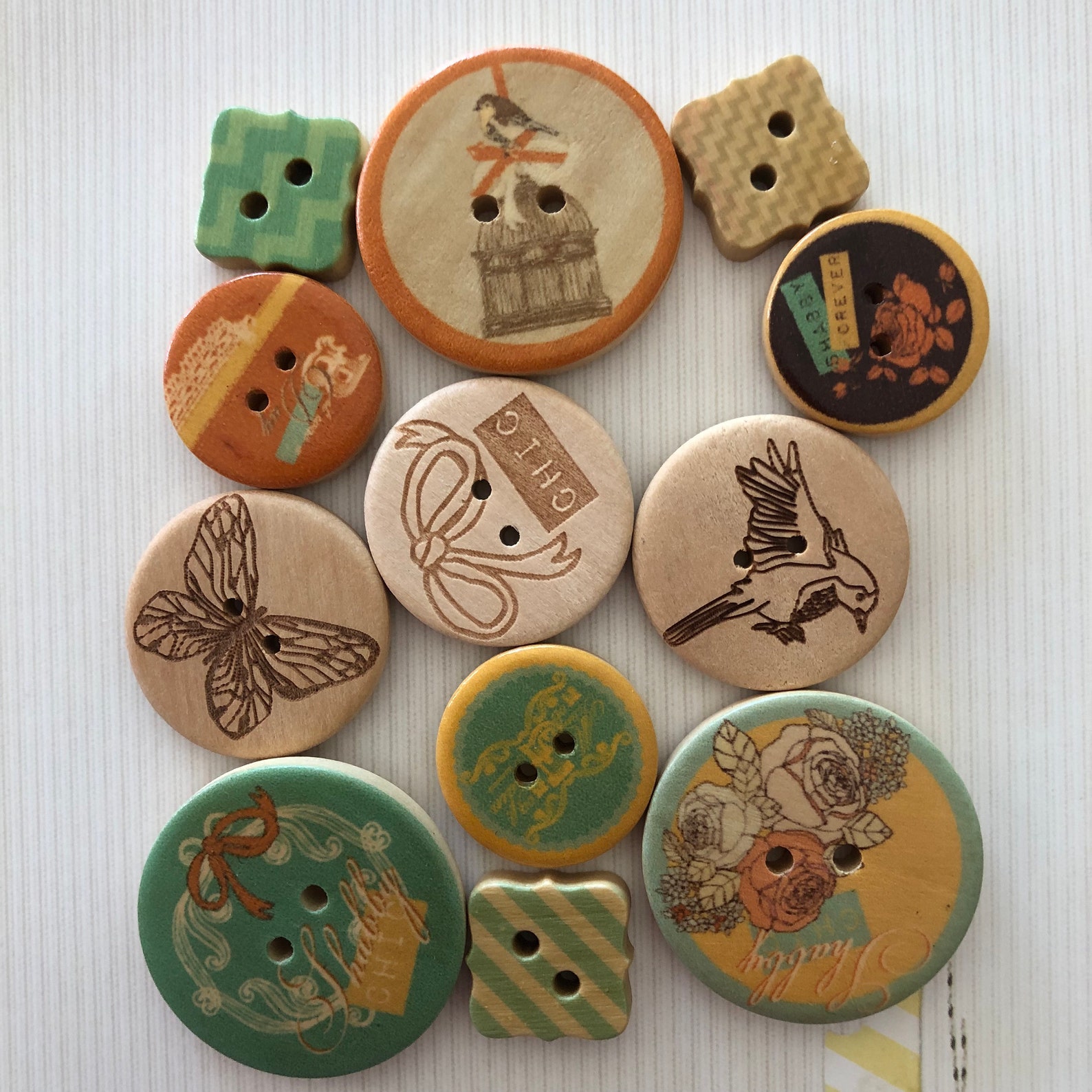Wood Buttons Sewing Scrapbooking Embellishments Lady Bird - Etsy