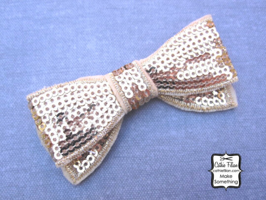 Gold Sequin Bow Applique - Millinery Hair Bows Embellishment Sewing ...