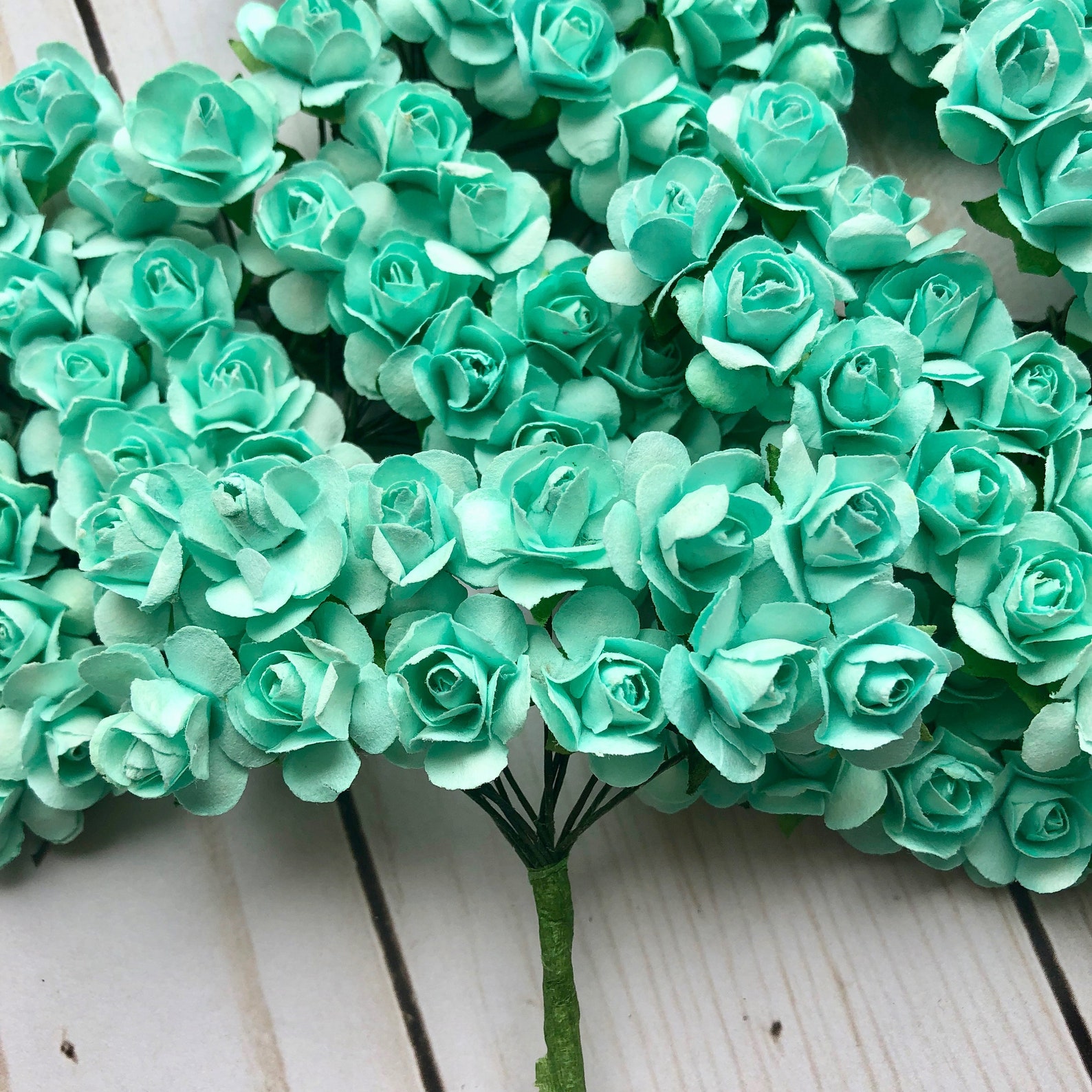 144 Mint Green Paper Roses Flowers Mini 14 mm 1/2 Bridal | Etsy