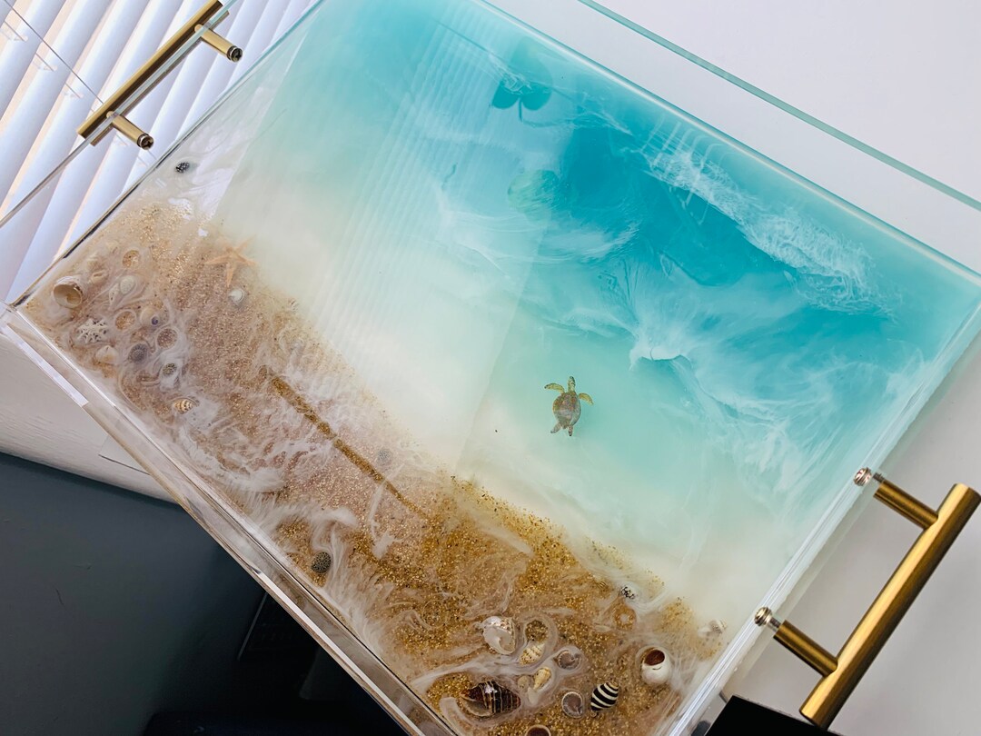 Ocean Themed Tray, Beach Resin Tray, Beach Themed Tray, Ocean Themed ...